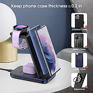 Wireless Charging Station for Samsung, S24 Ultra Wireless Charger Station for Galaxy S24/23/22/21/Z Flip 4/3 Fold 4/3, Wireless Watch Charger for Galaxy Watch 6/5/4/3/Active 2/1/LTE, Buds/Pro/+/Live