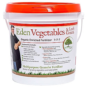 Eden Vegetables & Leafy Greens Organic Enriched Fertilizer (5 lb Bucket)-Neem Plant Food 7-7-7 Enriched Formula for Perfect Nitrogen, Phosphorous, and Potassium Balance