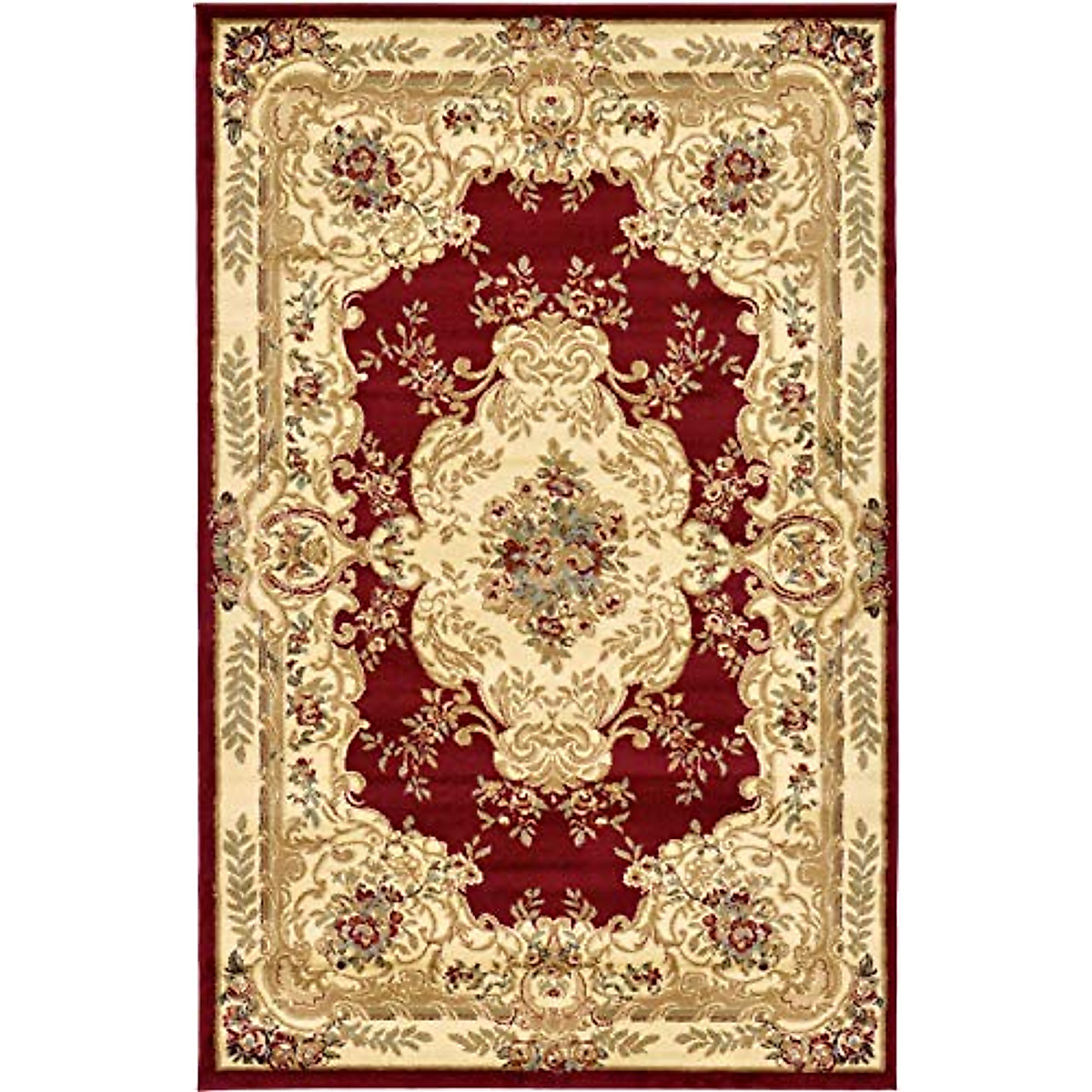 Unique Loom Versailles Collection Area Rug - Charles (5' 3" x 8' Rectangle Red/Cream)
