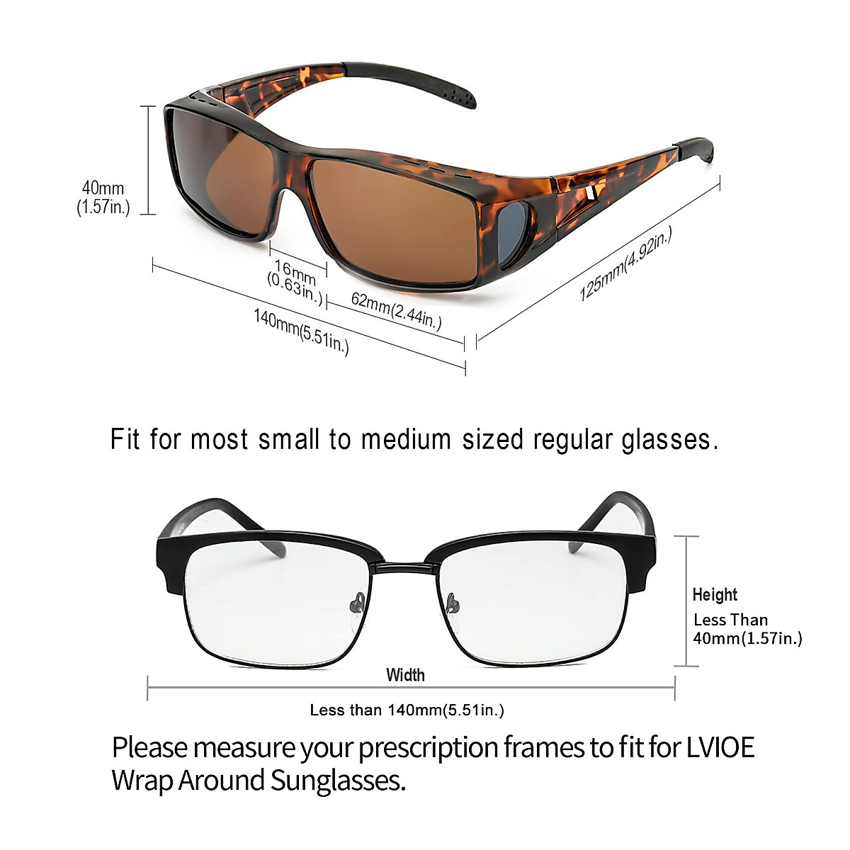 LVIOE Over Glasses Sunglasses Wrap Around Polarized Sunglasses for Men Women Fit Over Prescription Glasses with UV Protection