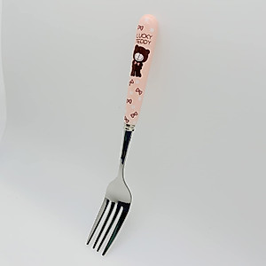 Verdental Novelty Flatwares Set Cute Cartoon Bear Stainless Steel Dinner Forks with Ceramic Handle with Case, Gift Case (Set of 4)