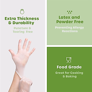 Comfy Package [100 Count Disposable Vinyl Gloves, Powder Free, Latex Free, Clear Gloves for Cooking and cleaning - Large