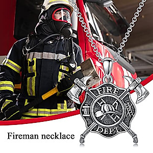 LEECCI Father’s Day Gifts for Dad Firefighter Necklace 925 Sterling Silver Fire Dept Pendant Firefighter Department Jewelry Gifts for Men Women Boys Firefighters