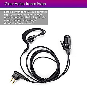 Remtise Single Wire Earhook Earpiece with Mic for Motorola Walkie Talkies, Headset and PTT Compatible Motorola 2 Way Radios BPR40/CP/CLS/DTR/PR/RDU/RMU Series (Black)