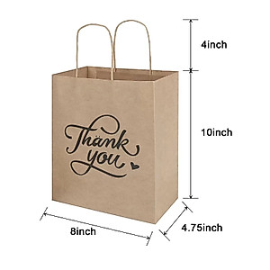 bagmad 50 Pack 8x4.75x10 inch Strurdy Plain Medium Paper Bags with Handles Bulk, Brown Kraft Bags, Grocery Shopping Retail Bags, Birthday Party Favors Wedding Thank You Bags Sacks (50 Count)