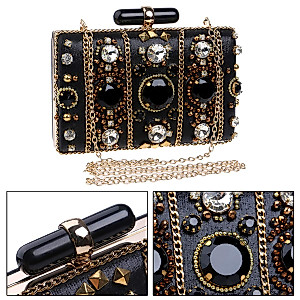 momo mo Women Shoulder Evening Bag Clutches Purse Chain Key Dress Handbag Lipstick Bridal Black