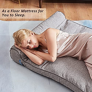 BDEUS 6" Floor Mattress Futon Mattress with Pillow, Kids Dormitory Mattress Tatami Mat Sleeping Pad with Washable Cover and Anti-Slip Bottom, Floor Lounger Bed (50 x 36 Inch)