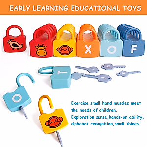 ABC Children's Learning Lock Educational Alphabet Set, Suitable for Early Childhood Education Toys for Toddlers, with 26 Locks and 26 Keys, Preschool Alphabet Learning Games for 3 Years Old and Above
