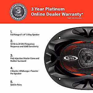 BOSS Audio Systems CH6530 Car Speakers - 300 Watts of Power Per Pair and 150 Watts Each, 6.5 Inch, Full Range, 3 Way, Sold in Pairs + CH6930 Car Speakers - 400 Watts of Power Per Pair, 200 Watts Each,