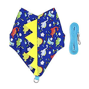 Filhome Adjustable Halloween Bunny Dinosaur Harness,Soft Rabbit Vest Harness and Leash Set for Halloween Dress Up Party Cosplay Rabbit Ferret Bunny Guinea Pig Small Animal Walking (Blue Dinosaur/M)