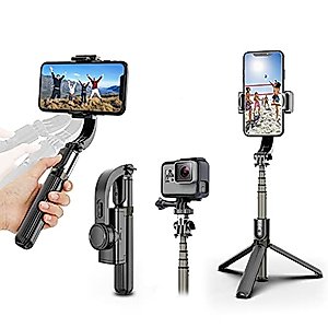 Selfie Stick Gimbal Stabilizer, UPXON 360° Rotation Tripod with Wireless Remote, Portable Phone Holder, Auto Balance 1-Axis Gimbal for Smartphones Tiktok Vlog Youtuber Live Video Record