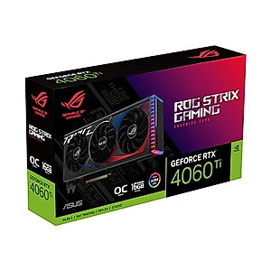 ASUS ROG Strix GeForce RTX™ 4060 Ti OC Edition Gaming Graphics Card (PCIe 4.0, 16GB GDDR6, DLSS 3, HDMI 2.1a, DisplayPort 1.4a, Aura Sync)