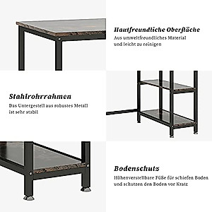 YOLEO Home Office Desk with 2 Storage Shelves on Left or Right 47.2 Inch Industrial Style Computer Desk Compact Home Office Workstation Rustic Brown