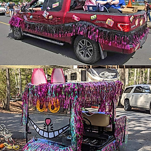 Blukey 10 Feet by 15 Inch Iridescent White Foil Fringe Garland - Pack of 2 | Metallic Tinsel Banner | Ideal for Parade Floats, Bridal Shower, Wedding, Birthday, Christmas | Wall Hanging Drapes