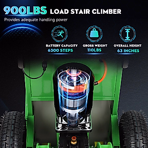 Electric Stair Climbing Hand Trucks Dolly Cart, 900lb Capacity Heavy Duty Stair Climber with 3 Ropes, Carry Heavy Objects Up and Down Stairs Effortless for Furniture Logistics Warehouse (Green)