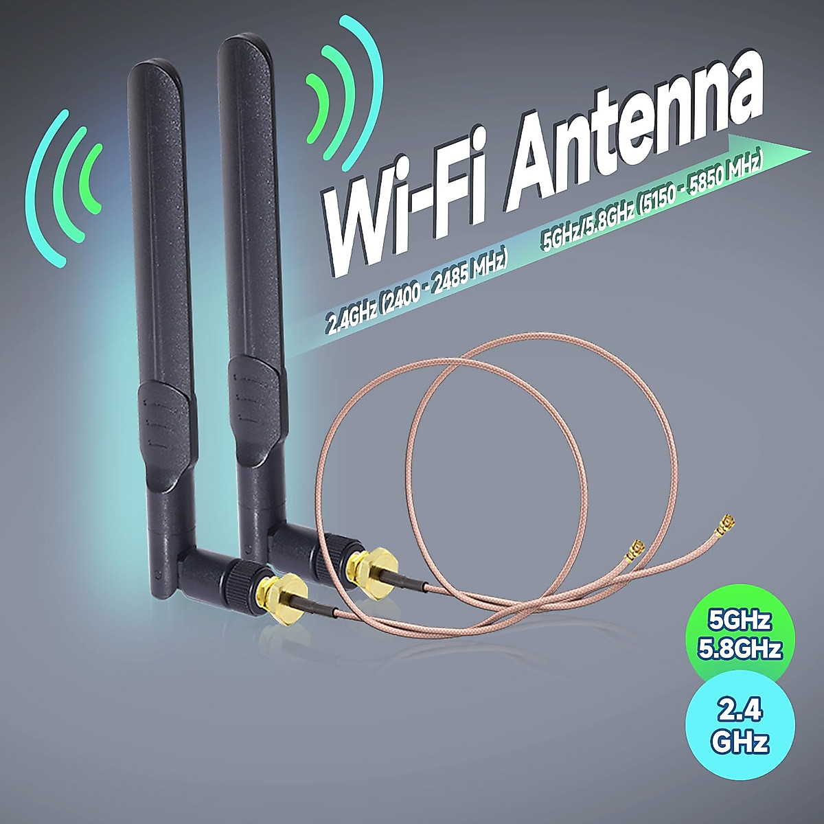Bingfu Dual Band WiFi 2.4GHz 5GHz 5.8GHz 8dBi RP-SMA Male Antenna 30cm 12 inch RG178 U.FL IPX IPEX to RP-SMA Female Cable 2-Pack for WiFi Router Wireless Mini PCI Express PCIE Network Card Adapter