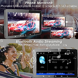 Single Din Bluetooth Car Stereo: 9 Inch IPS Touchscreen Audio with Carplay | Android Auto | MirrorLink | Backup Camera | FM/AM Car Radio | USB/SD/AUX-in | Fast Charging | Subwoofer