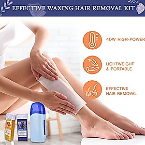 Roll on Wax Warmer Kit, Portable Home Waxing Kit, Wax Roller Kit for Hair Removal, Men and Women