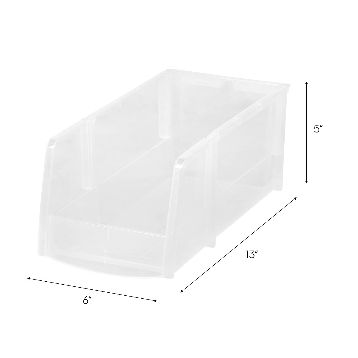 IRIS USA Clear Plastic Stackable Storage Bins, Large- 8 Pack, Open Front Fridge Pantry Kitchen Closet Cabinet Bathroom Organizer Basket for Organizing Snack, Cans, Office Supplies, and Coffee Pods
