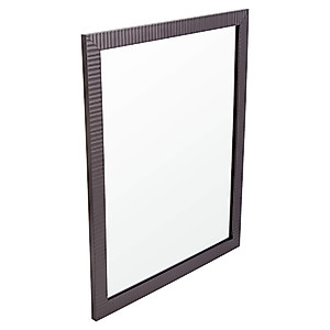 Truu Design Decorative Ridged Metallic Rectangular Wall Mirror, 16 x 20 inches, Grey