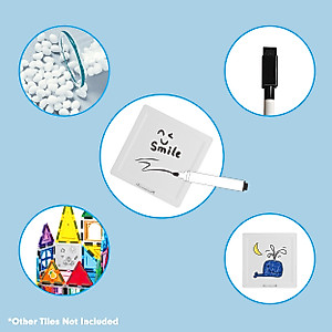 PicassoTiles Canvas Tiles Whiteboard with 8 Magnetic Building Tiles & 5 Marker Pens Expansion Construction Blocks STEAM Learning Kits Educational Toy Set Preschool Toddler Child Kids Ages 3