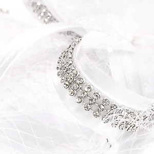 Fascinators Hat for Ladies Church Derby Dress Wedding Hats Veil Feather Cocktail Headband (White)