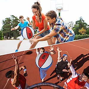 Junkin 6 Pcs Rubber Basketballs Bulk with Pump Official Indoor Outdoor Basketball Balls Weighted Training Basketball for Game Practice Kids Youth Teens Adults Back to School(Size 7)