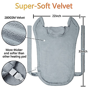 CAROMIO Large Heating Pad for Neck and Shoulders Back Pain Relief, Weighted Electric Heating Pads with Auto Shut Off, Full Body Back Heat Pad, Fast Heating and 4 Heat Settings (Grey, 33"x22")