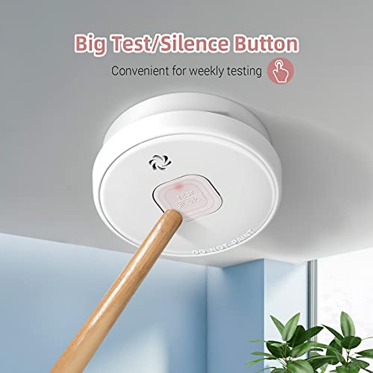 Putogesafe Smoke Detector, 10-Year Smoke Alarm with Photoelectric Sensor and Built-in 3V Lithum Battery, Fire Alarm with Test Button and Low Battery Warning, Fire Safety for Home,1 Pack