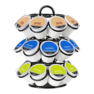 K Cup Holder, Keurig Pod Holder K Cup Organizer, ZECENN Coffee Pod Carousel for K-cup Coffee Pods Storage Rack Compatible with Keurig Pods and Dolce Gusto, Holds 27 Coffee Pods, 360-Degrees Rotating, Sturdy Metal, No Assembly Required -Black