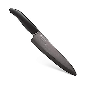 Kyocera Advanced Ceramic Revolution Series 7-inch Professional Chef's Knife, Black Blade