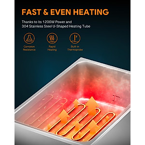 WILPREP Commercial Food Warmer, 12 x 20 in Full Size Electric Countertop Food Warmer with 1200W Power, Stainless Steel Bain Marie Buffer Server with Faucet for Parties Buffets Restaurants