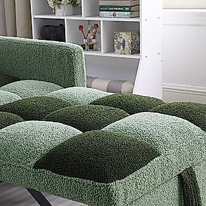 HANLIVES 3-in-1 Single Convertible Chair Bed,Sleeper Sofa Chair Bed with Pillow,Multi-Functional Sleeper Chair with Adjustable Backrest,pullout Sofa Bed with Teddy Fabric for Apartment(Green)