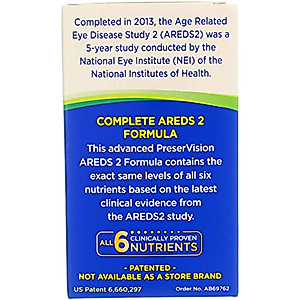 BAUSCH + LOMB PreserVision AREDS 2 Formula Eye Vitamin and Mineral Supplement, 120 softgels