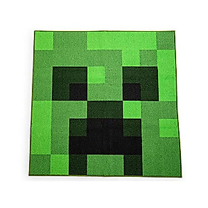 Minecraft Green Creeper Large Square Area Rug | Official Video Game Collectible | Indoor Floor Mat, Rugs for Living Room and Bedroom | Home Decor for Kids Room, Playroom | 52 x 52 Inches