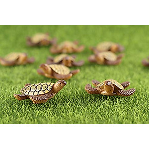 Exasinine 10 Pcs Sea Turtle Miniature Turtle Statue  Resin Figurines Fairy Garden Accessories Cake Toppers Decoration Set for Succulent Planter Moss Landscape DIY Terrarium Home Décor