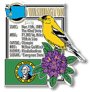 Washington Six-Piece State Magnet Set by Classic Magnets, Includes 6 Unique Designs, Collectible Souvenirs Made in The USA