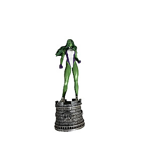 Eaglemoss Marvel Chess Collection Incredible Hulk and She-Hulk Rook Hand-Sculpted Resin Chess Piece with Magazine