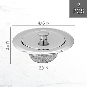 2Pcs Kitchen Sink Strainers with Lids - Stainless Steel Sink Strainer for Kitchen Sink - Hair Catcher Bathroom Sink Strainer - Anti Clogging Drain Strainer Set 4.5'' Kitchen Sink Drain Stopper Wide