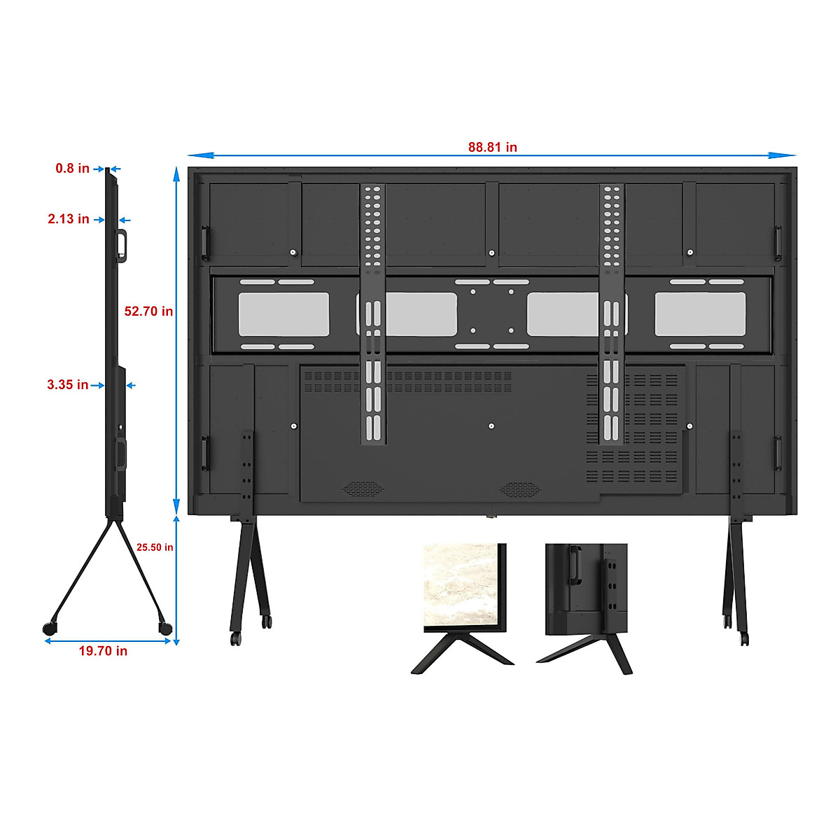 GTUOXIES 98 Inch 4K Digital Signage TV A+ Panel with Floor Stand, Civil, Commercial with Wi-Fi, Bluetooth, HDMI, USB, Wire/Wireless, Full Array LED Back Light