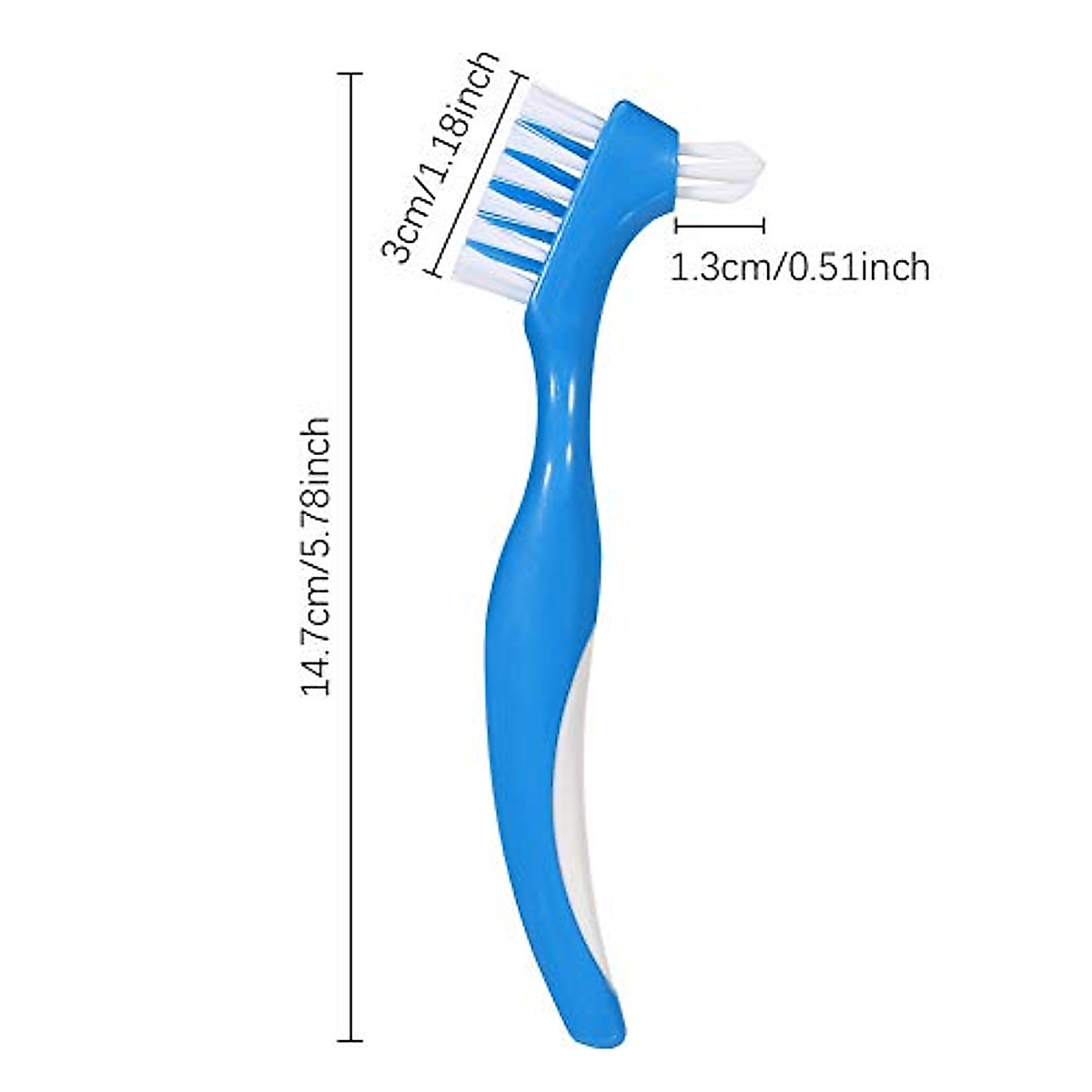 Baring 12 Pack Denture Brush Hard Denture Cleaning Brush False Teeth Brush Toothbrush Multi-Layered Bristles&Portable Denture Double Sided Brush