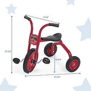 Children’s Factory ClassicRider 12" Toddler Tricycle, Kids Tricycle with Rubber Wheels, Red/Black