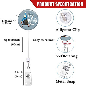 Tian Zhun Badge Reel Retractable with Alligator Clip Funny Nurse Badge Holder Help is on The Way Dear, for RN Nursing Doctor Office Worker Teacher Student Name Id Decor