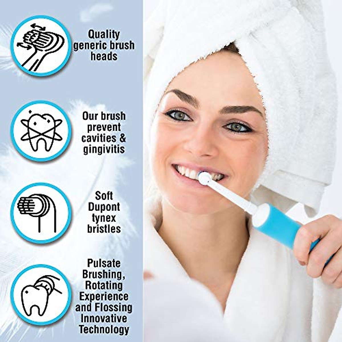 BrushIt Variety Pack of 16 Replacement Heads Including Protective Covers Compatible with Oral B Replacement Heads for Electric Toothbrush (16 Pack Variety + Covers)