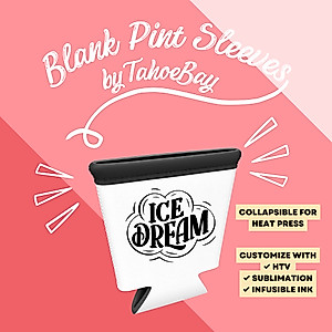 TahoeBay Blank Ice Cream Pint Sleeves (4-Pack) Extra Thick Insulated Neoprene Covers for Tapered Tubs, Customize with Heat Transfer Vinyl and Sublimation (White)
