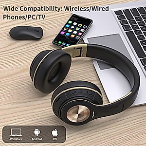Riwbox TX8 Bluetooth Headphones, Over Ear Headphones, HiFi Stereo, with Touch Control and mic, Soft Earmuffs/Foldable/SD/TF, 40H Playtime, for iPhone and Android, Great for Music/OFC/Tour/Gym/Game