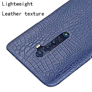 HualuBro for Oppo Reno 2 Case, Premium PU Leather Ultra Slim Shockproof Back Bumper Phone Protective Case Cover for Oppo Reno2 2019 Smartphone (Crocodile Blue)