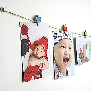 uxcell Card Photo Love Heart Crafts Clothespin Pegs Mini Wooden Clip 20pcs White