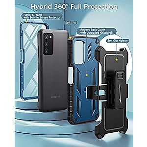 SOiOS for Samsung Galaxy A03s Case: Military Grade Rugged Drop Proof Protection Cases with Kickstand | Heavy Duty Protective Cell Phone Holster Cover | Durable Matte Textured Shockproof TPU Protector