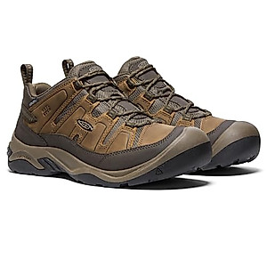 KEEN Men's Circadia Low Height Comfortable Waterproof Hiking Shoes, Shitake/Brindle, 9.5